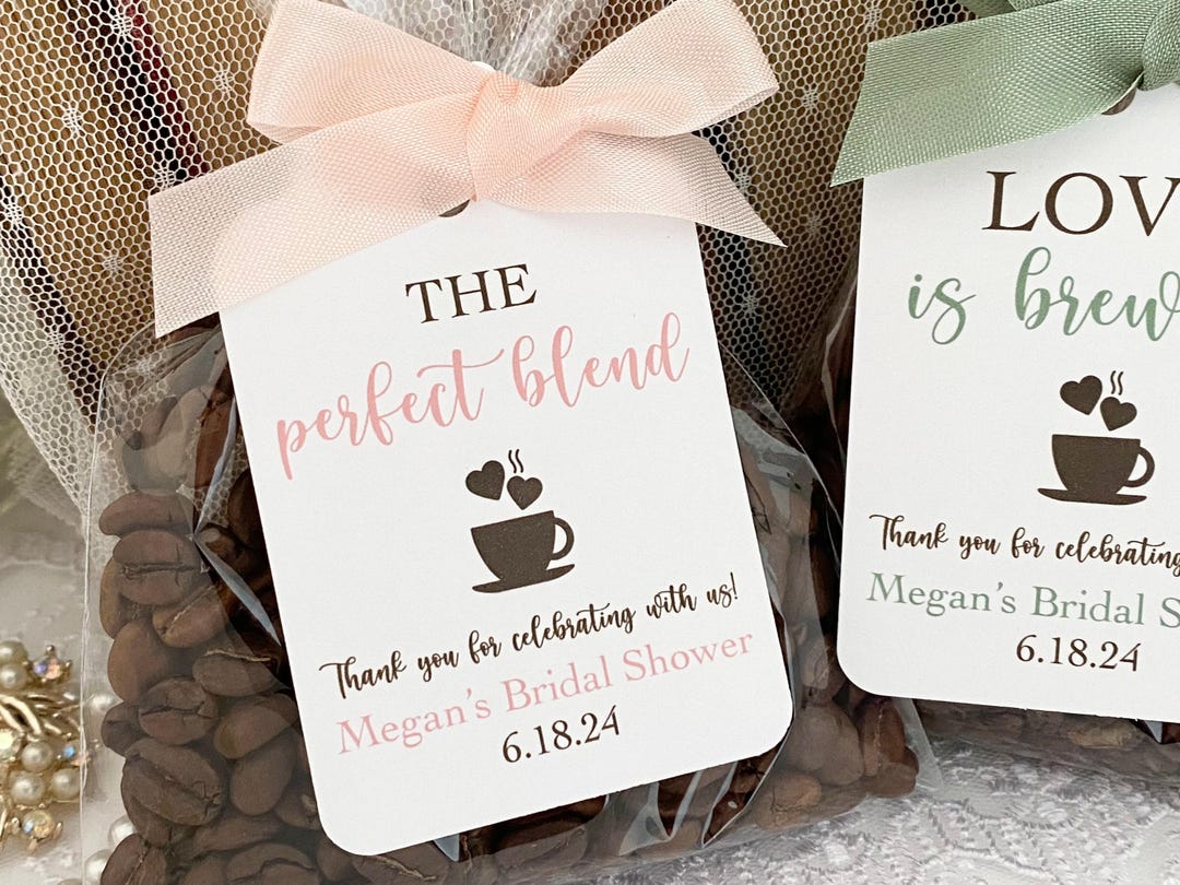 Printed Coffee Bridal Shower Favor Gift Tags, the Perfect Blend Love is ...