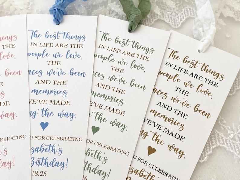 Personalized Birthday Bookmark Favors: Elegant Keepsake - Etsy