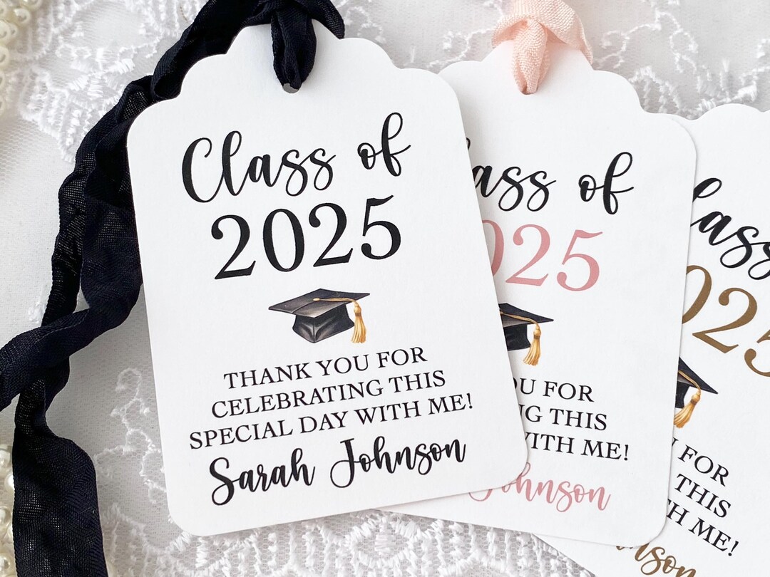Printed Class of 2025 Graduation Favor Gift Tags, Personalized ...