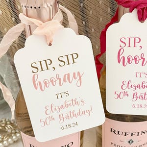 Sip Sip Hooray Birthday Tags, Happy Birthday Wine Champagne Tags ...