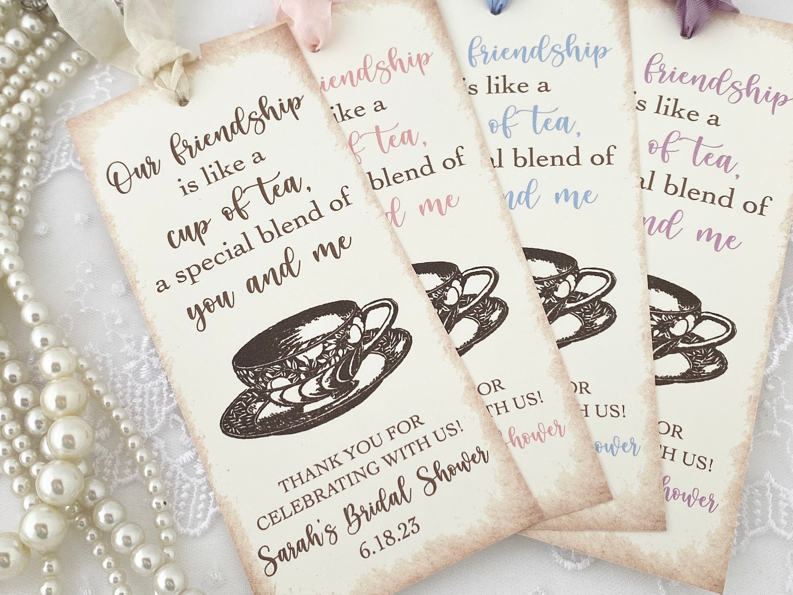 Friendship Tea Party Favors Bookmarks Tea Cup Bookmark - Etsy