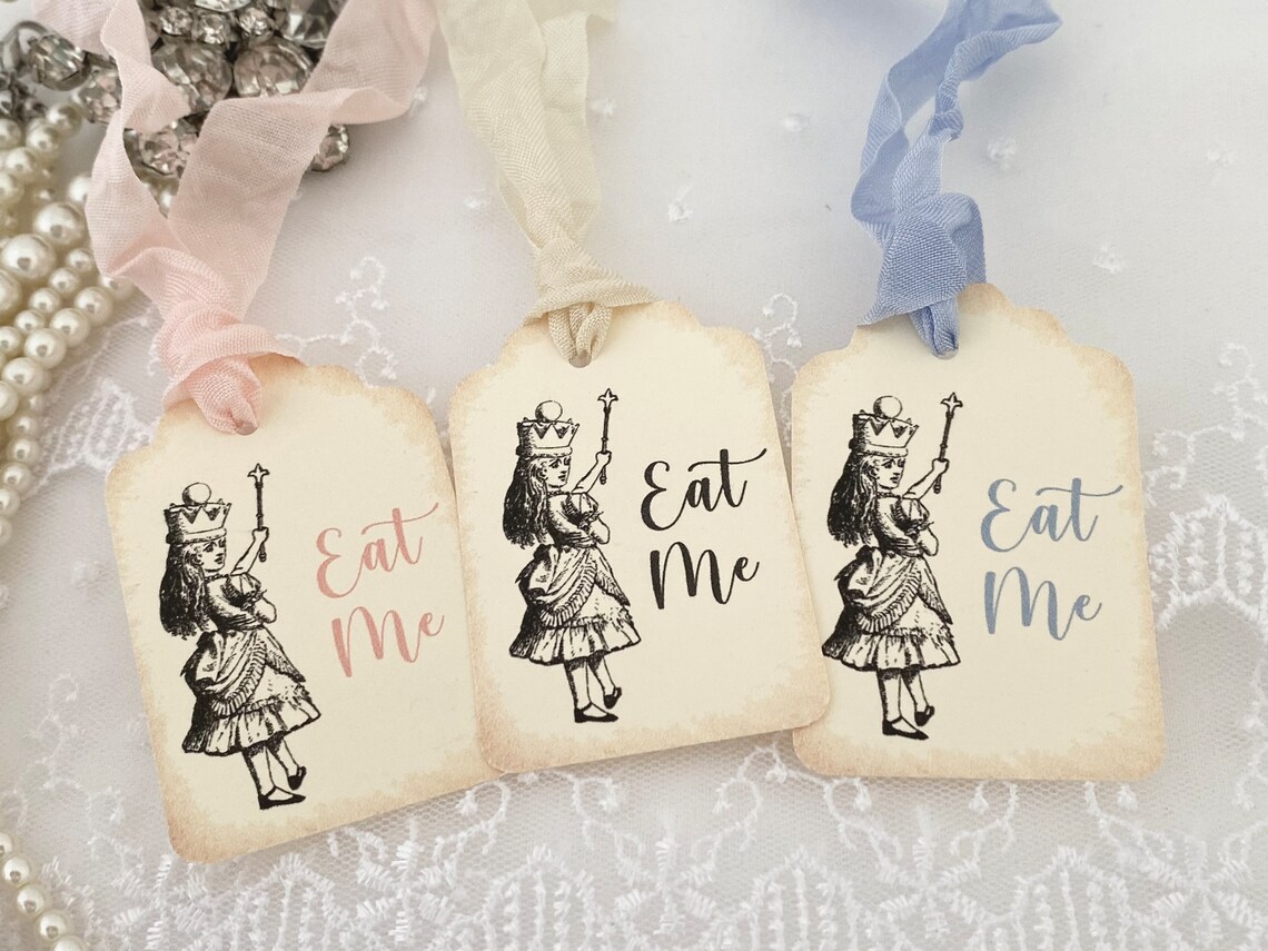 Printed Eat Me Favor Tags Eat Me Party Tags Alice in - Etsy