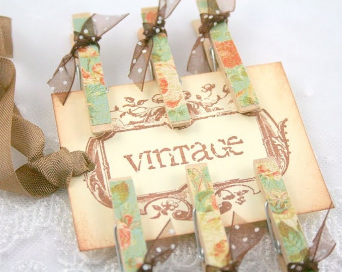 Altered Clothespins and Gift Tag Vintage Roses - Etsy