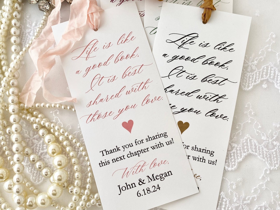 Custom Wedding Bookmark Favors Literary Book Themed Favors - Etsy