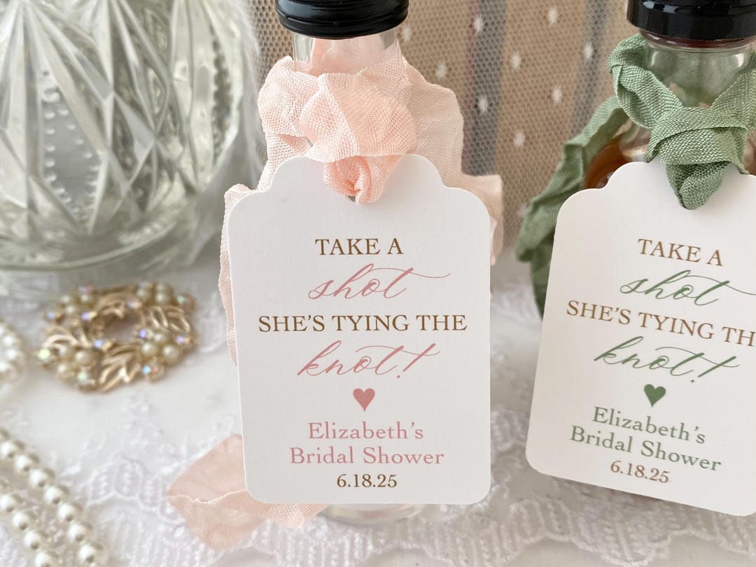 Take a Shot, She's Tying the Knot Favor Tags, Bridal Shower Mini Liquor ...