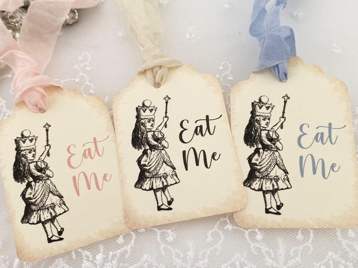 Printed Eat Me Favor Tags Eat Me Party Tags Alice in - Etsy