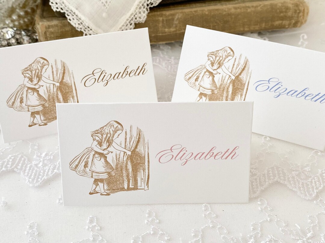Printed Alice in Wonderland Place Cards, Folded Tented Alice in ...