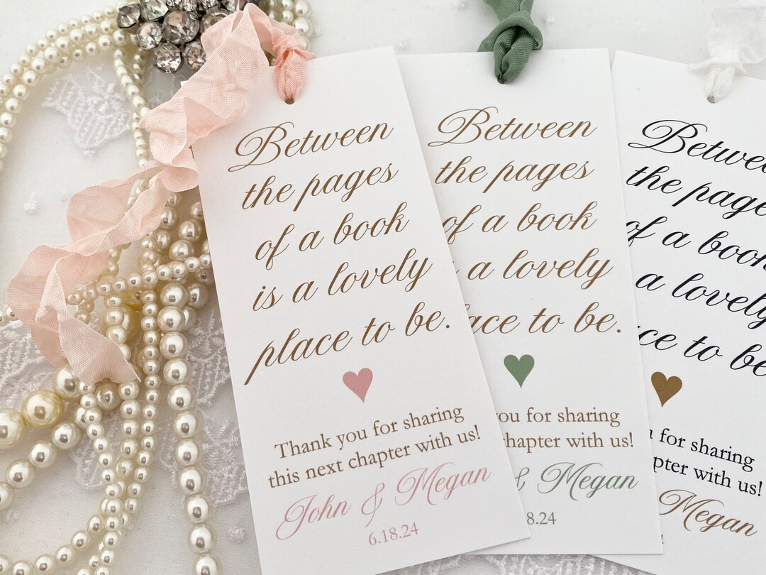 Personalized Wedding Bookmark Favors, Literary Book Lovers Bookmark ...