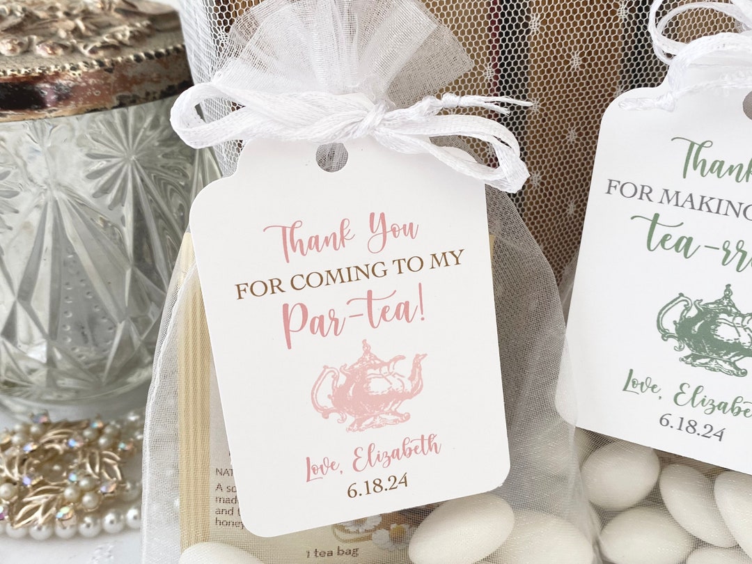 Tea Party Favor Bags, Birthday Tea Party Tags, Thank You for Coming to ...