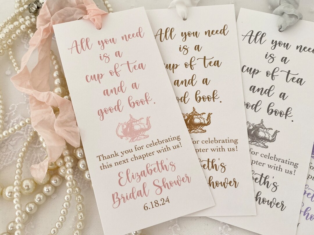 Tea Party Favor Bookmarks, Bridal Shower Tea Party Bookmarks, Bridal ...