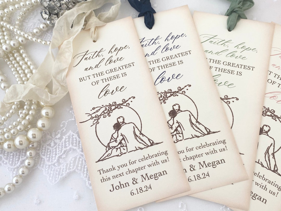 Wedding Bookmark Favors, Faith Hope and Love Bookmark Favors, Book ...
