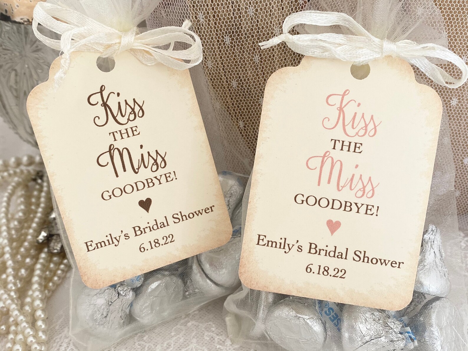 Kiss the Miss Goodbye Favor Bags Bridal Shower Hershey Kiss | Etsy