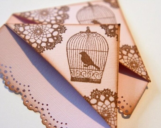 Lace Doily and Birdcage Corner Bookmarks and Matching Stickers - Etsy