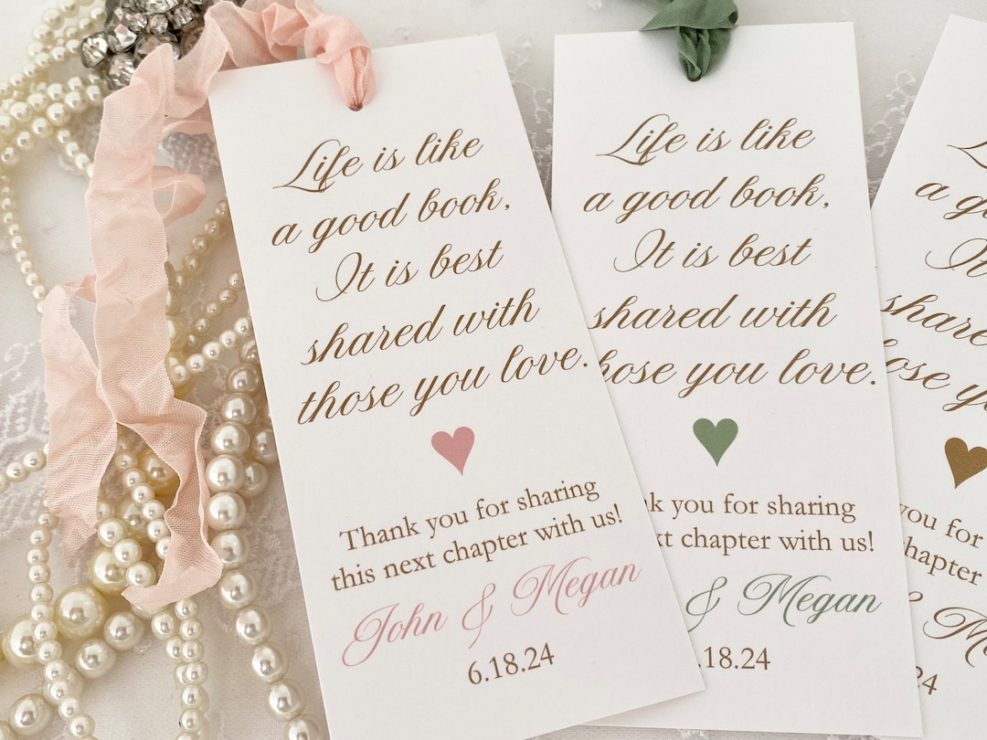 Custom Wedding Bookmark Favors, Literary Book Themed Favors ...