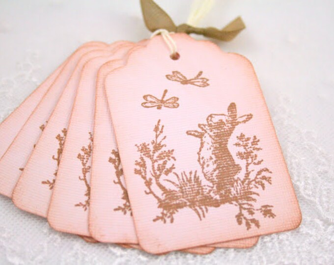 Bunny Gift Tags Favor Easter Tags Dragonflies and Flowers - Etsy