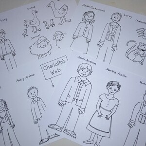Charlotte's Web Character Paper Figures Outlines & Color Printable - Etsy