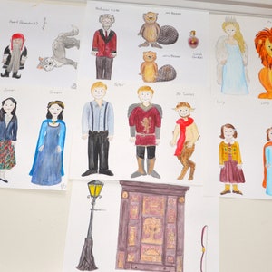 Narnia Characters in COLOR + OUTLINES Lion Witch Wardrobe Digital Print ...