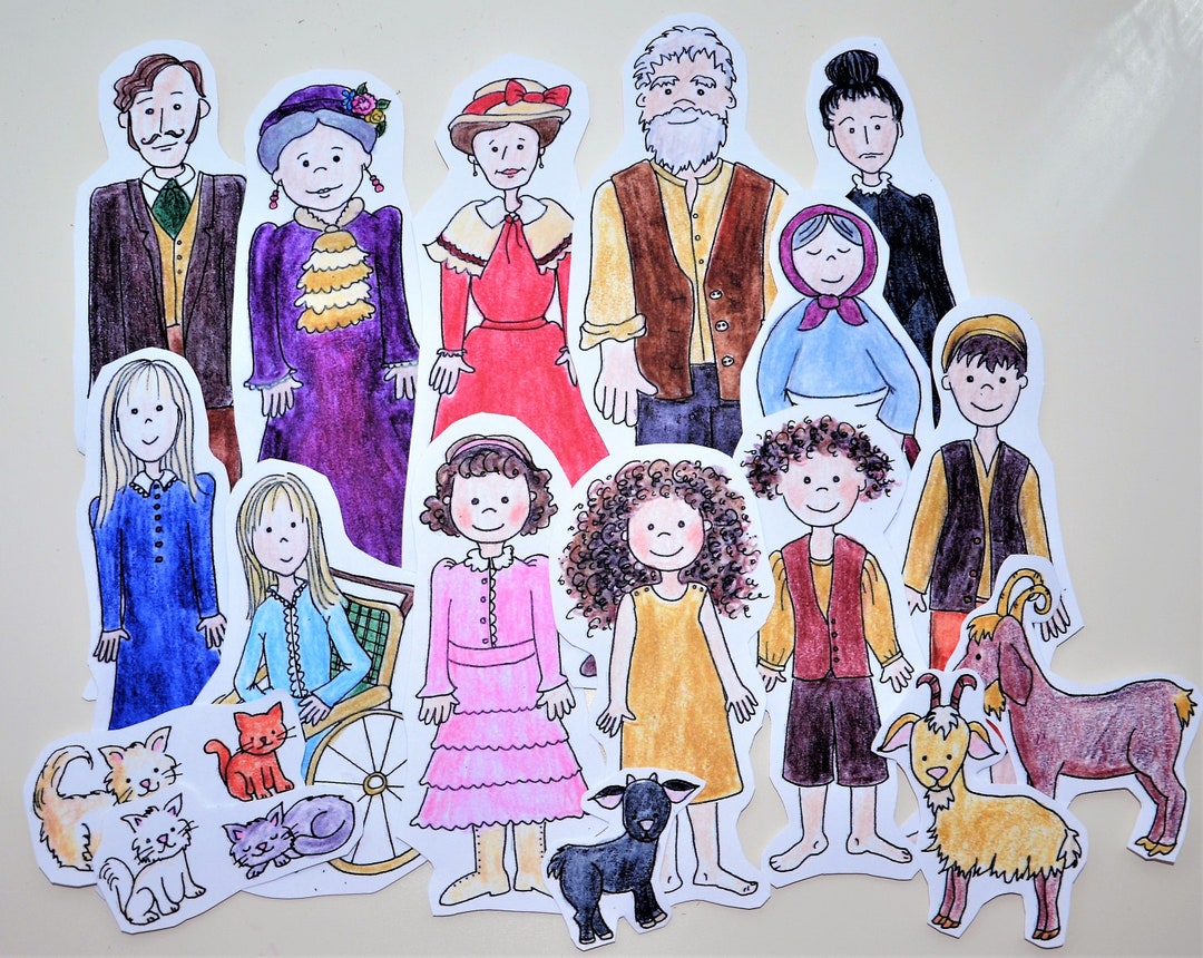 HEIDI Paper Dolls Characters in COLOUR + OUTLINES Printable - Etsy