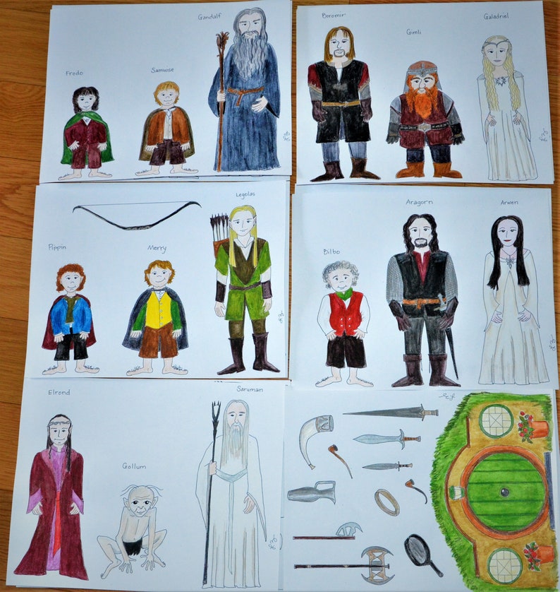 Lord of the Rings Printable Character Set in COLOR LOTR Paper Figures ...