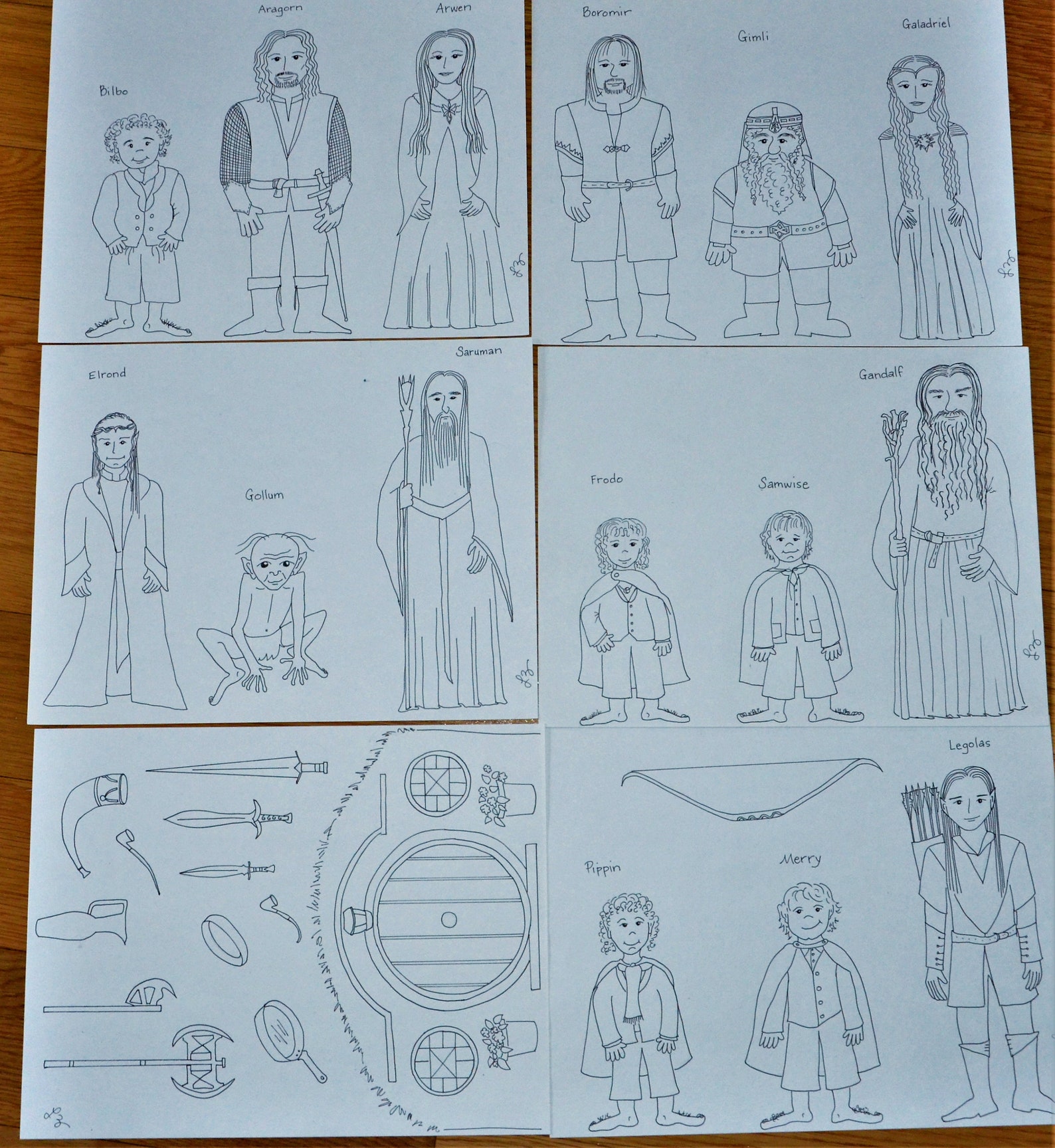 Lord of the Rings Outlines to Color - Printable Character Set LOTR ...