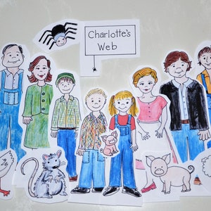 Charlotte's Web Character Paper Figures Outlines & Color Printable - Etsy