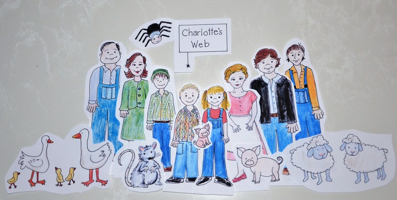 Charlotte's Web Character Paper Figures Outlines & Color Printable - Etsy