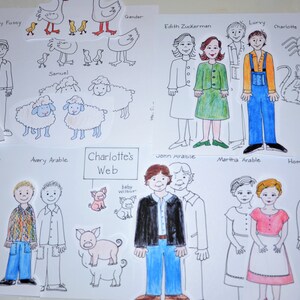 Charlotte's Web Character Paper Figures Outlines & Color Printable - Etsy