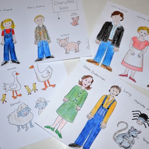 Charlotte's Web Character Paper Figures Outlines & Color Printable - Etsy