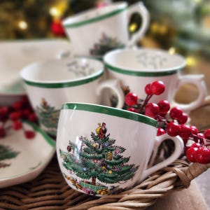 Set of 6 Vintage Christmas Tree Pattern Teacups With Crazing - Etsy