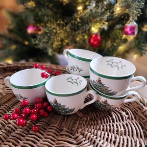 Set of 6 Vintage Christmas Tree Pattern Teacups With Crazing - Etsy