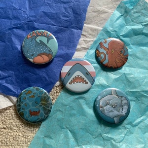 Aquarium Themed Pin Badges - Etsy
