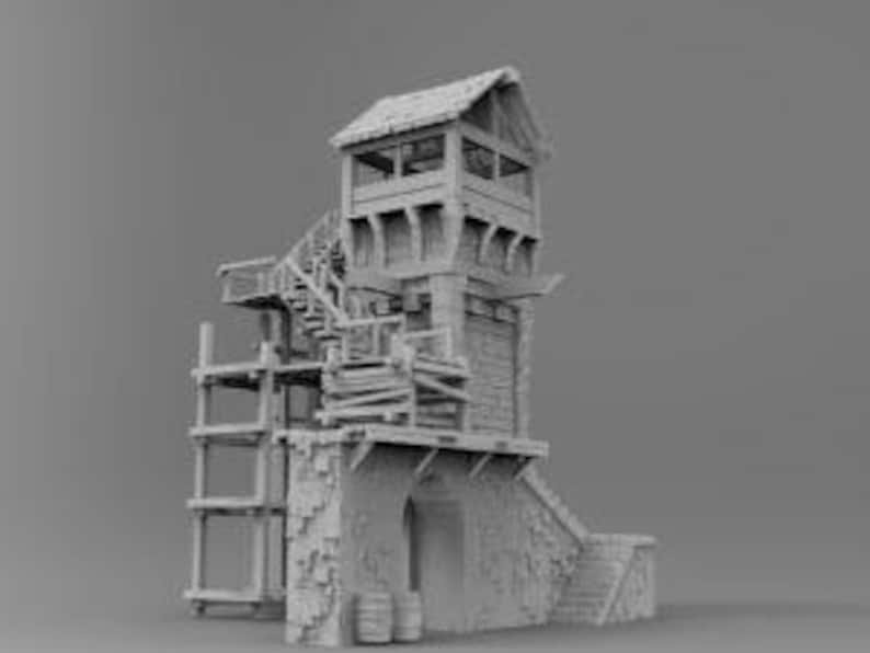 Medieval Watchtower Building Table Top Gaming Terrain .stl 3D Printer ...