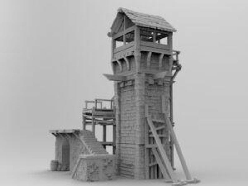 Medieval Watchtower Building Table Top Gaming Terrain .stl 3D Printer ...