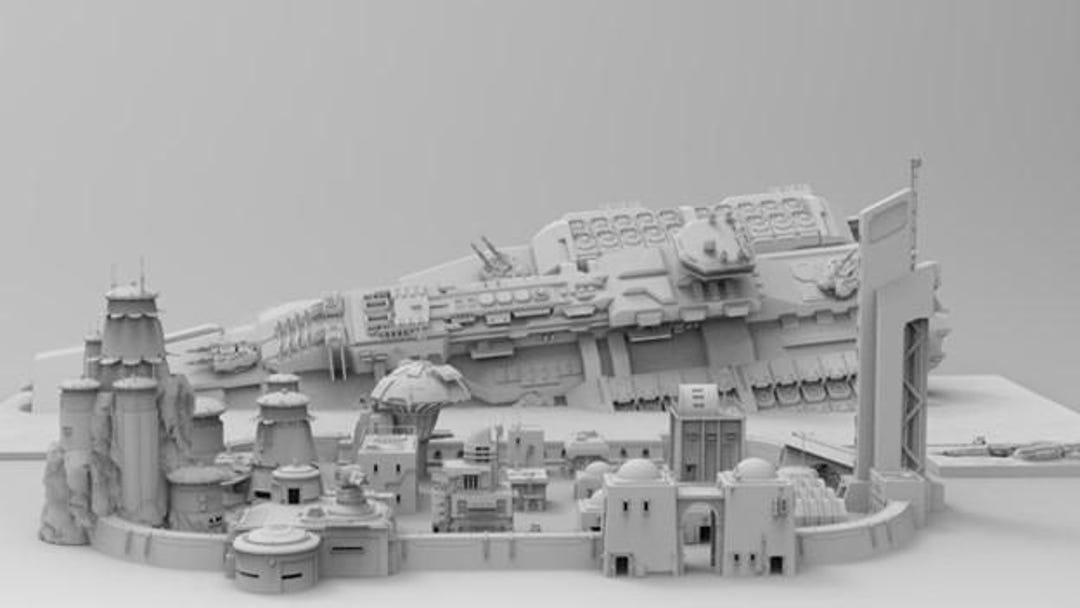 Sci-fi Crashed Spaceship Terrain STL Bundle – 28mm Printable Scenery ...