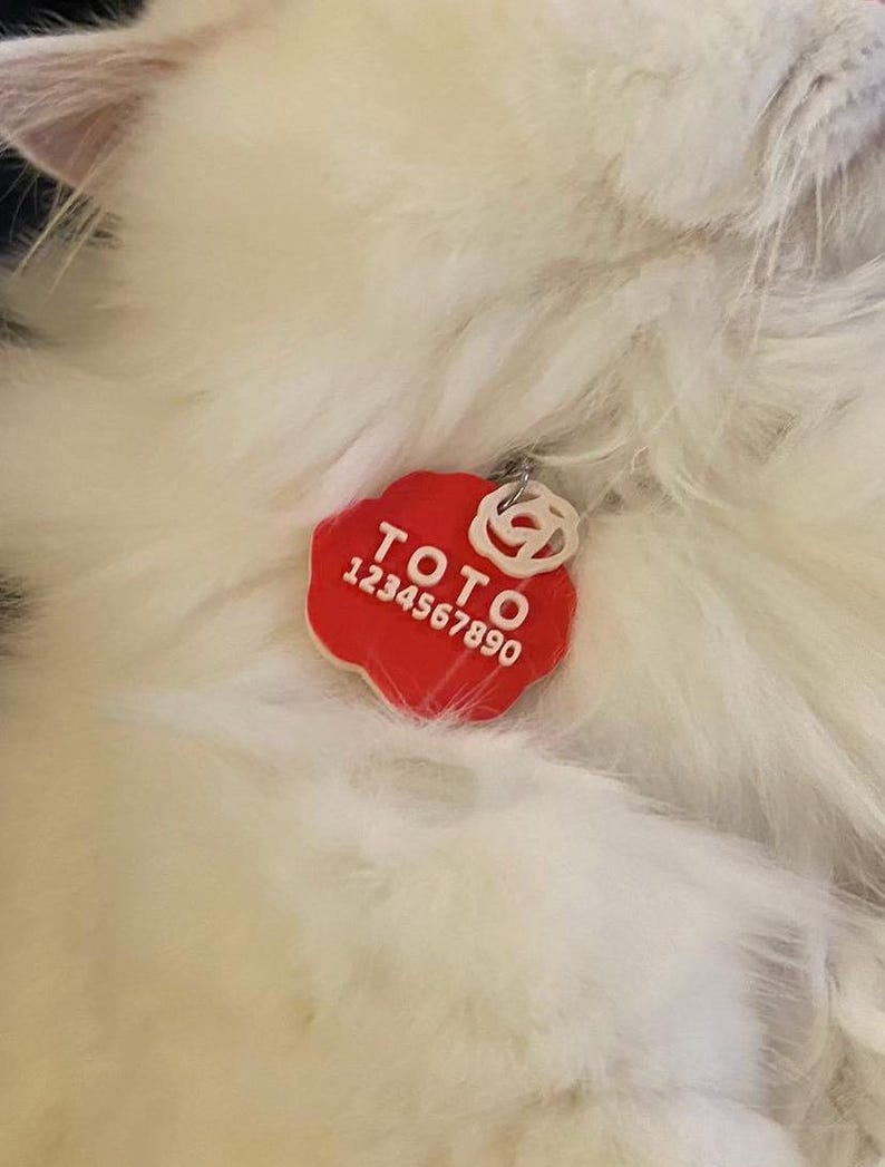 Rose Pet Tag- Custom Color 3D Printed Dog Tag, Cat Tag, Pet ID - Etsy