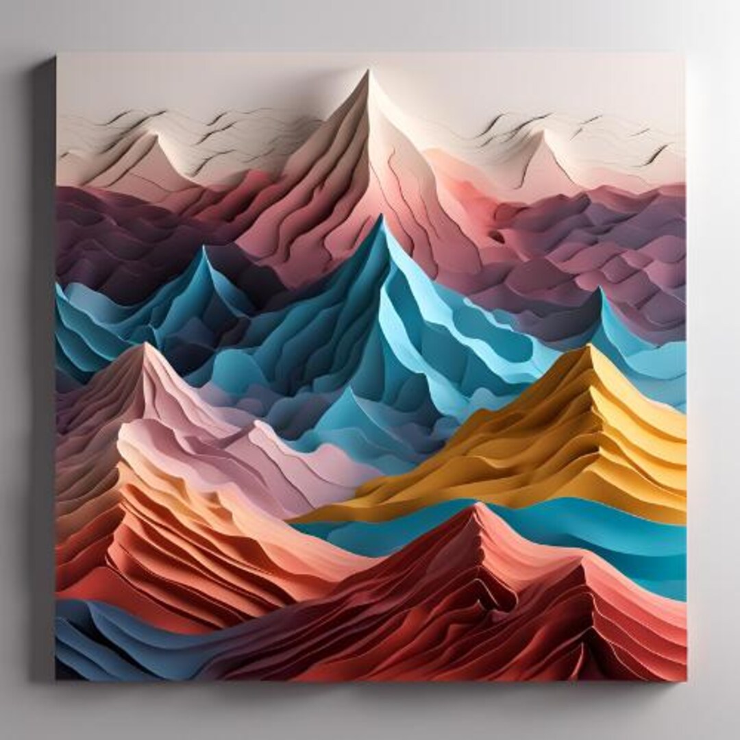 24 Topographical Mountain Art Prints - 3D Abstract Landscapes - Etsy