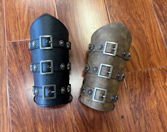 Brown Rivets Viking Arm Guard, Cosplay Armor With Rope, 1 Pair Medieval ...