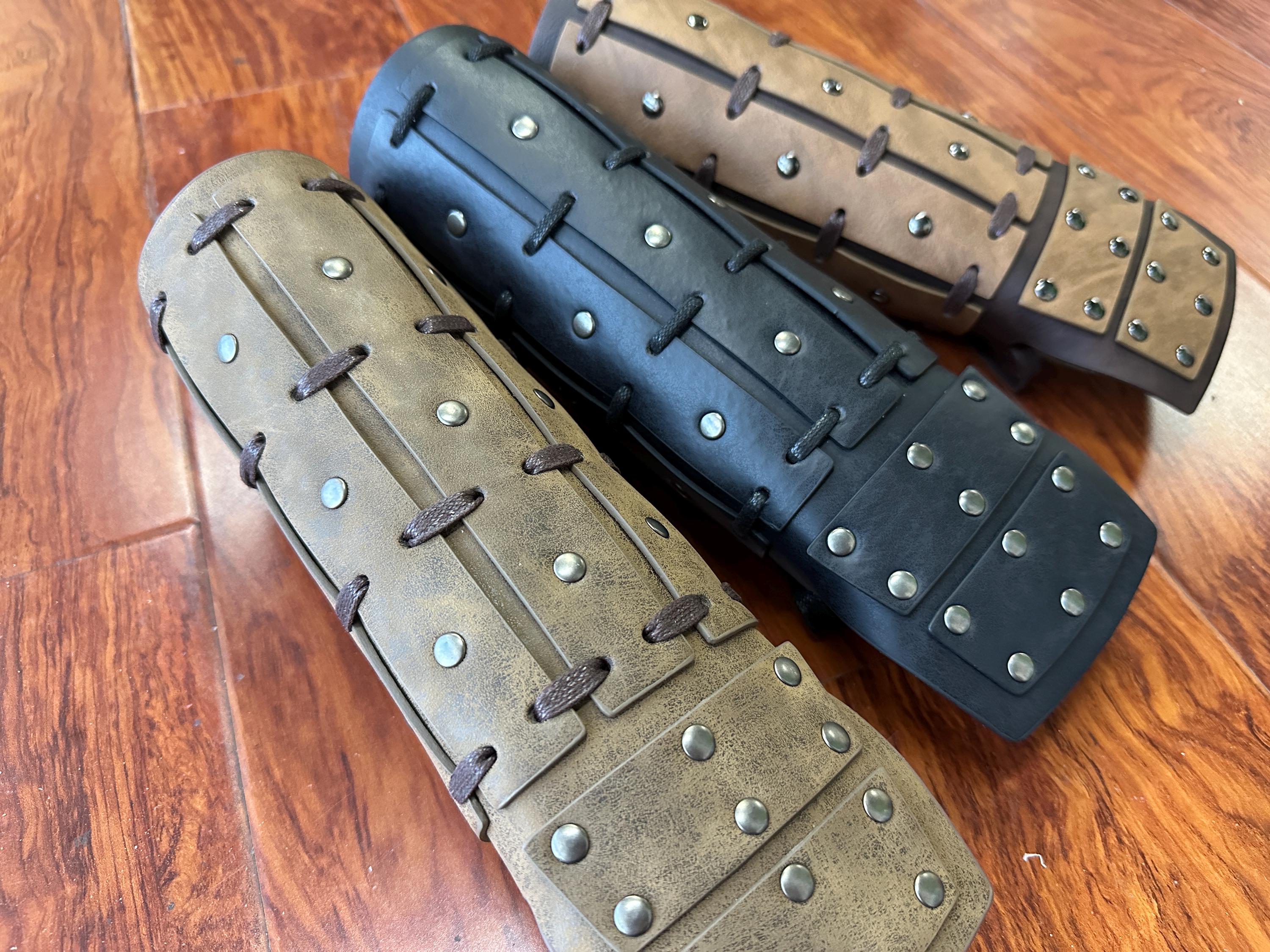 Medieval Viking Bracers Armor, Set of 2 Short Bracelet, Vegan Leather ...