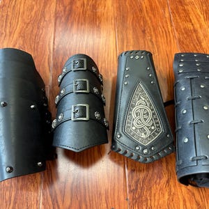 1 Pair Medieval Armor Bracer, Black Viking Arm Guard, Cosplay Armor ...