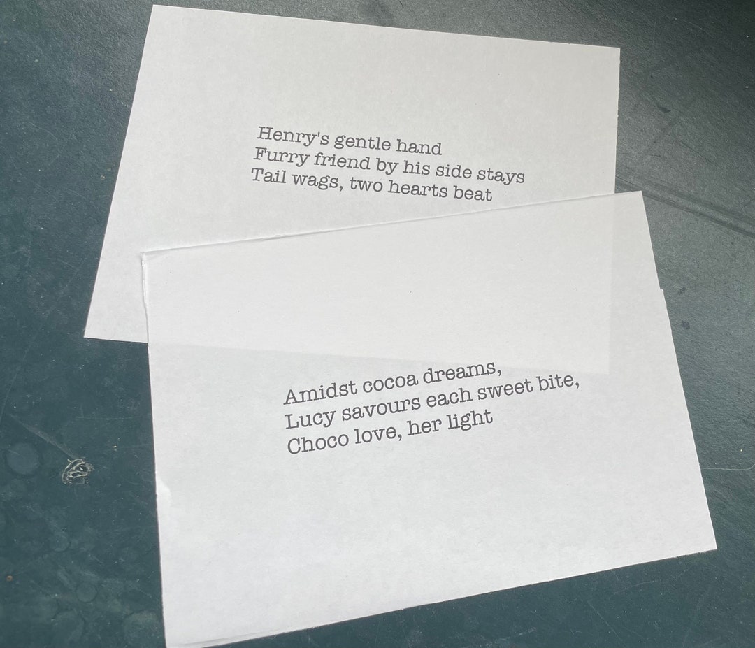 Personalised Haiku, Personal Poem, Custom Birthday Gift, Anniversary ...