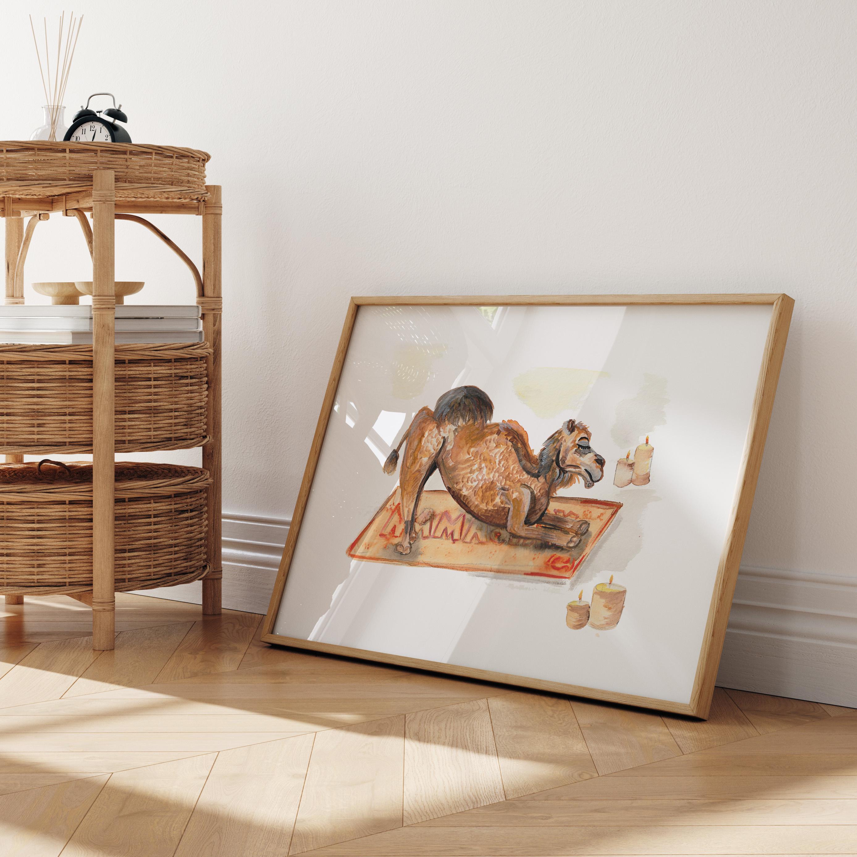 Namaste Camel Watercolor Art Print - Etsy