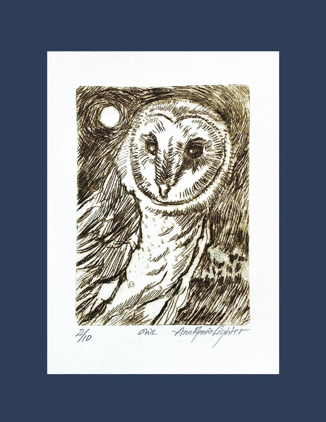 Owl / Drypoint Print - Etsy