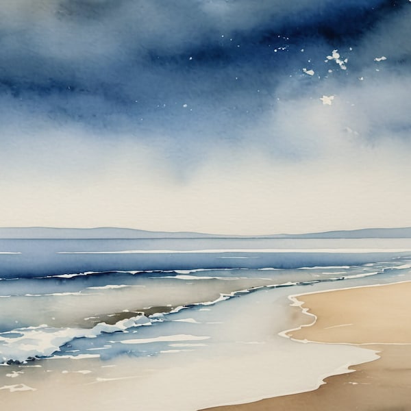 OCEAN WATERCOLOR STUDY Ocean Watercolor Art Digital Download Wall Art ...