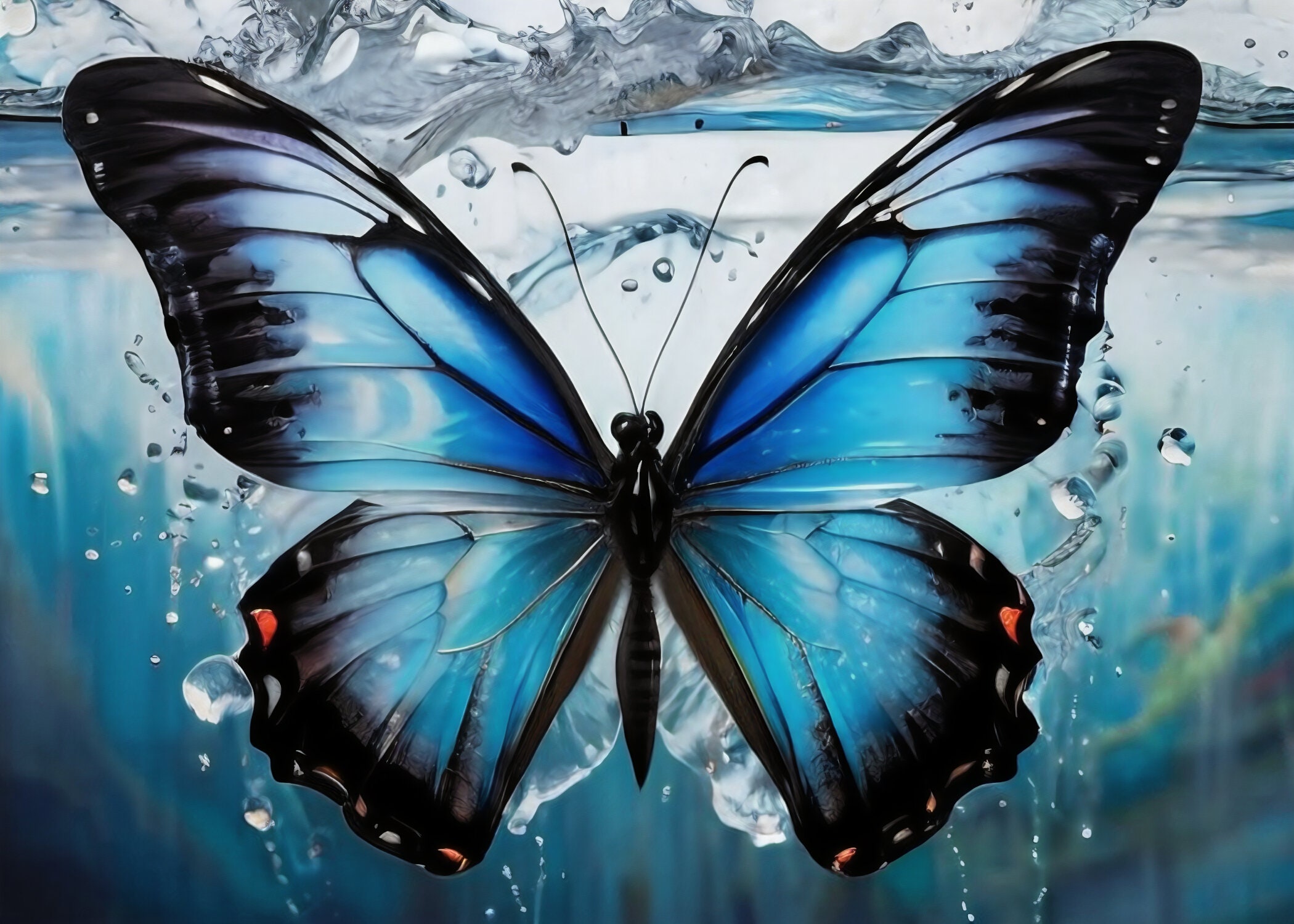 Blue Morpho Butterfly Emerging From Water - Digital Download - Wall Art ...