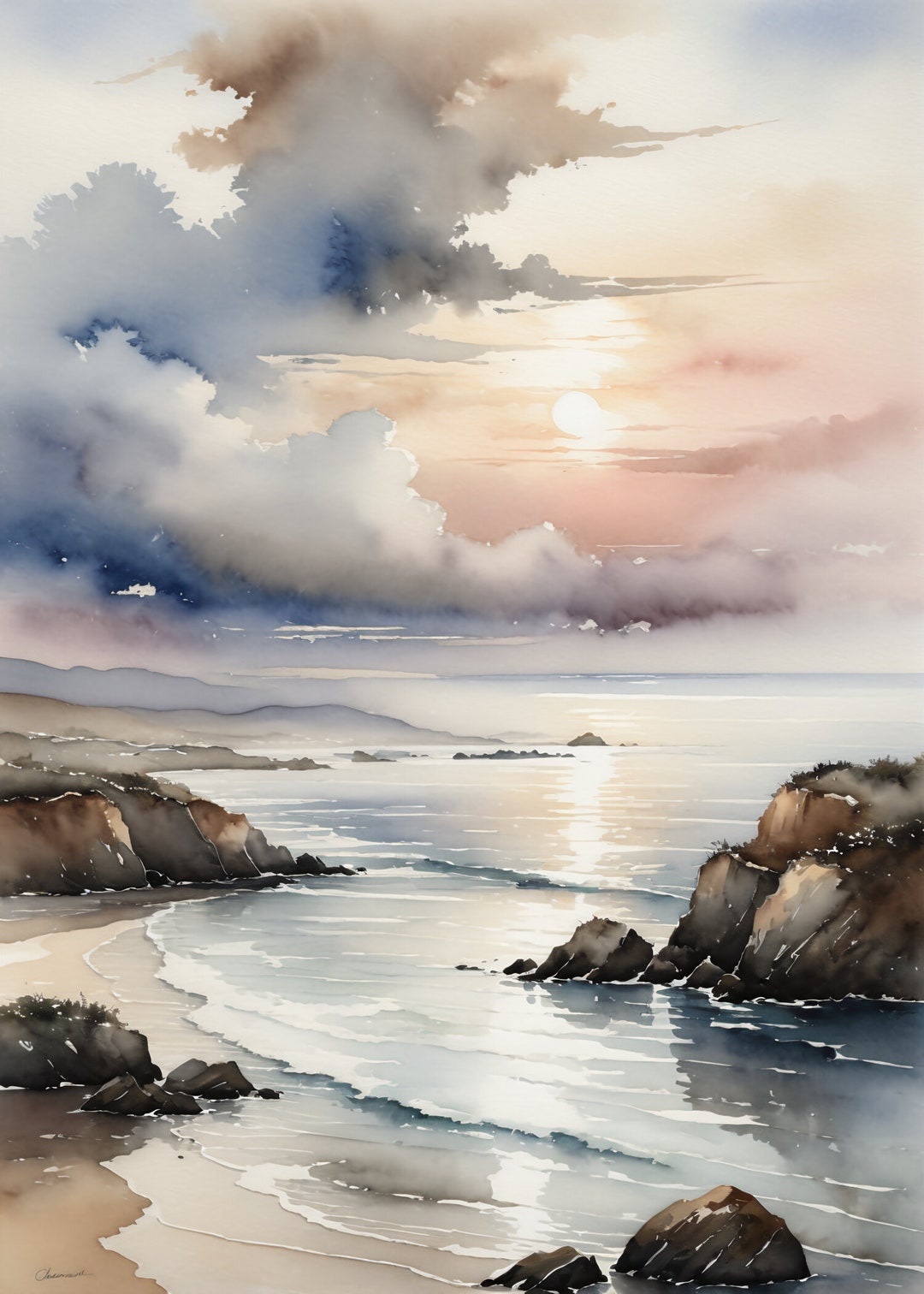 OCEAN WATERCOLOR STUDY 2- Ocean Watercolor Art - Digital Download ...