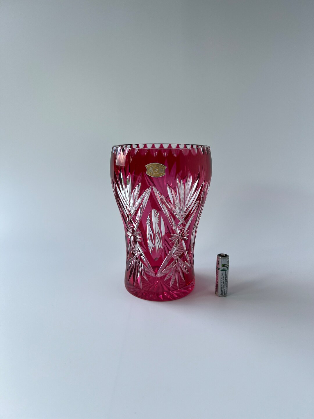 Val Saint Lambert Very Detailed Red Ruby Vase Art VSL Belgium Crystal ...