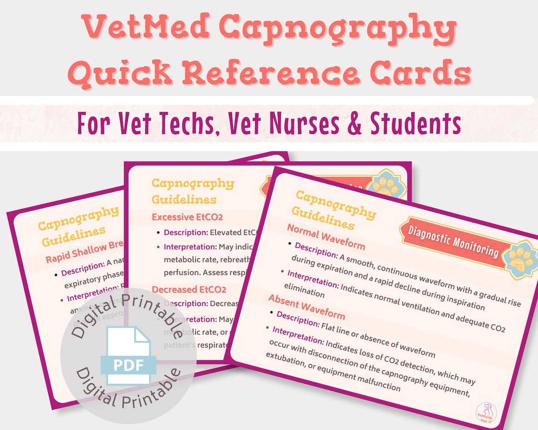 Vet Med Quick Reference Cards Capnography Guidelines | for Vet Nurses ...