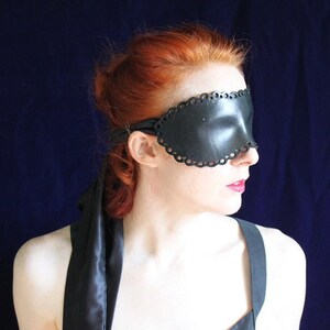 Black Leather Blindfold ~ Coquette Mask - Hand Molded, Hand Punched ...