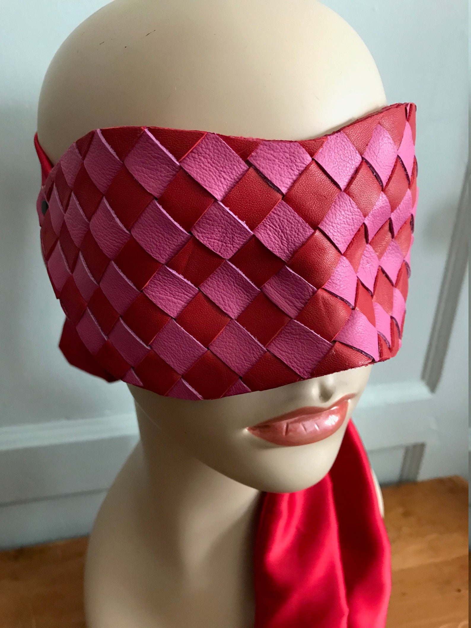 Valentine Pink and Red Leather Blindfold Red and Pink | Etsy