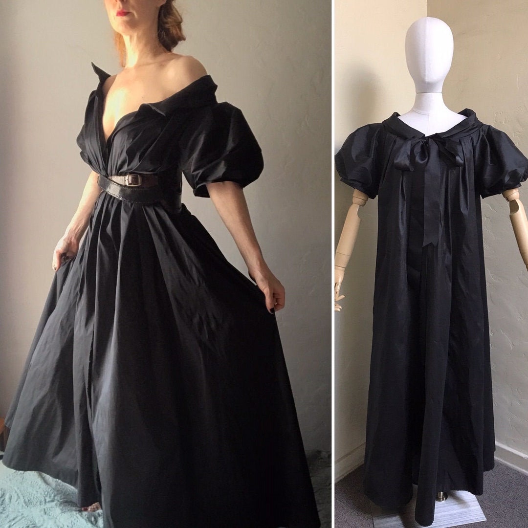 Halloween 'cathy' Robe Dress in Black Silk Blend Taffeta - Open Front ...